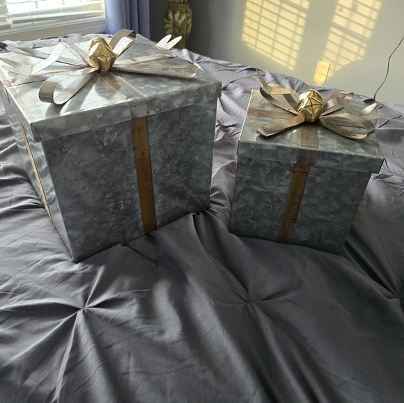 Holiday | Set Of 2 Galvanized Metal Square Gift Boxes | Poshmark